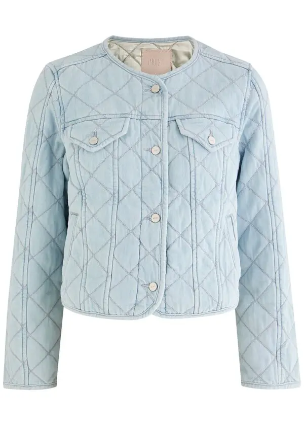 Paige Jayla Cropped Quilted Chambray Jacket