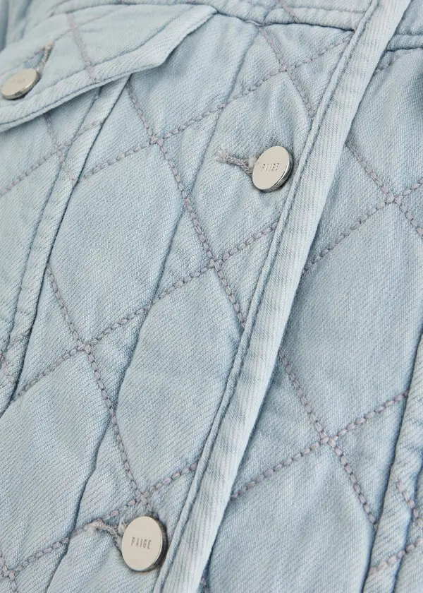 Paige Jayla Cropped Quilted Chambray Jacket