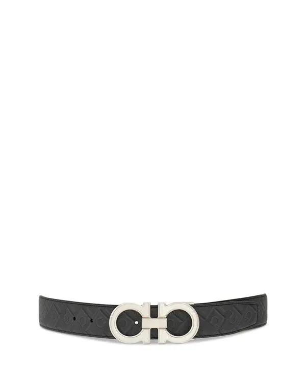 FERRAGAMO Double Gancini Reversible Leather Belt