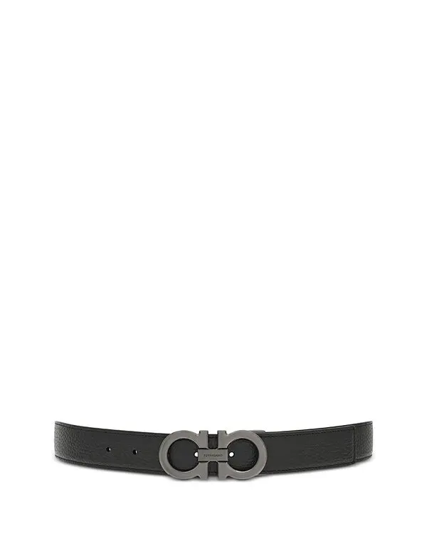 FERRAGAMO Double Gancini Reversible Belt - Nero/clay