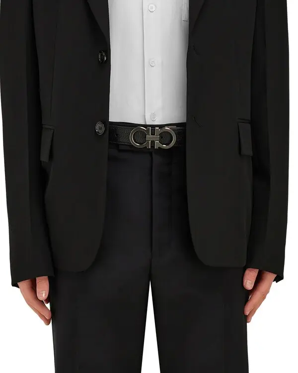 FERRAGAMO Double Gancini Reversible Belt - Nero/clay