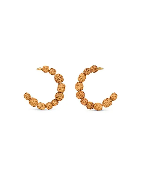Cult Gaia Akira Beaded Hoop Earrings - Tan