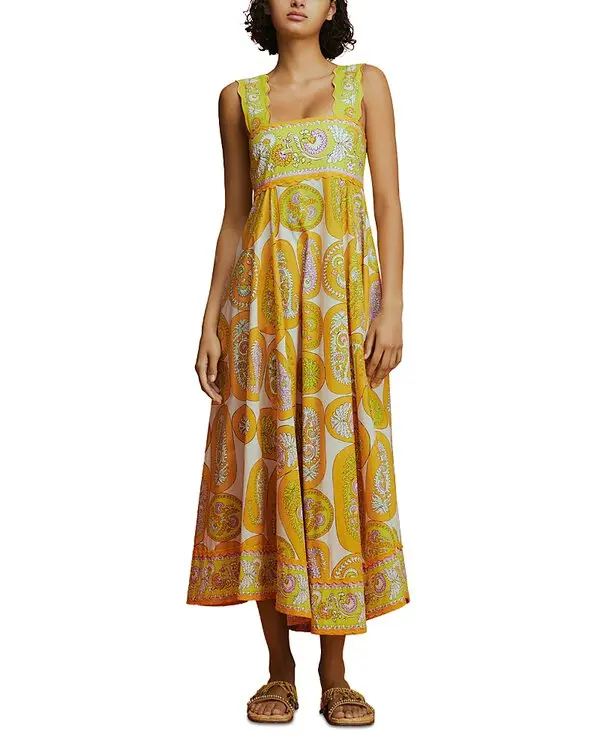 alemais diana belted midi dress Diana Printed Belted Cotton Midi Dress