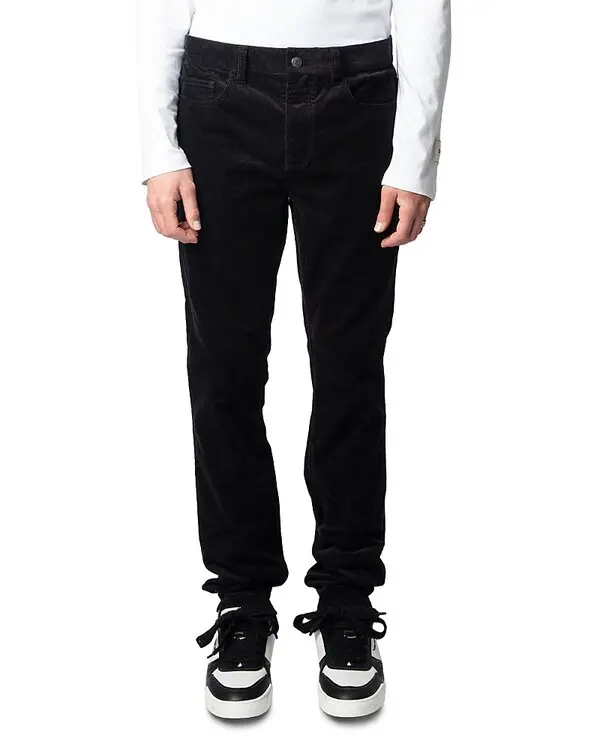Zadig&Voltaire Steeve Cotton Stretch Velvet Corduroy Slim Fit Trousers - Black