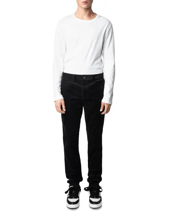 Zadig&Voltaire Steeve Cotton Stretch Velvet Corduroy Slim Fit Trousers - Black