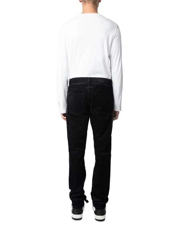 Zadig&Voltaire Steeve Cotton Stretch Velvet Corduroy Slim Fit Trousers - Black