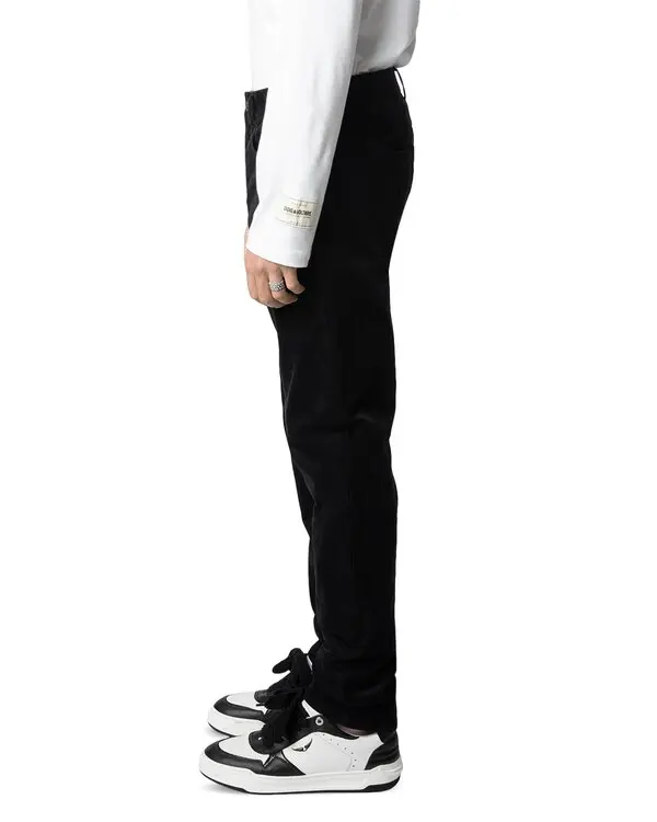 Zadig&Voltaire Steeve Cotton Stretch Velvet Corduroy Slim Fit Trousers - Black