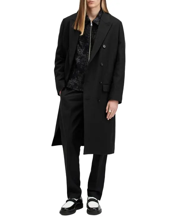 ALLSAINTS Arcade Wool Blend Pinstripe Double Breasted Coat