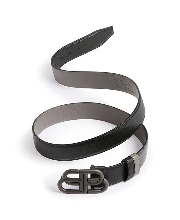 Balenciaga Bb Reversible Belt - Black/dark Grey