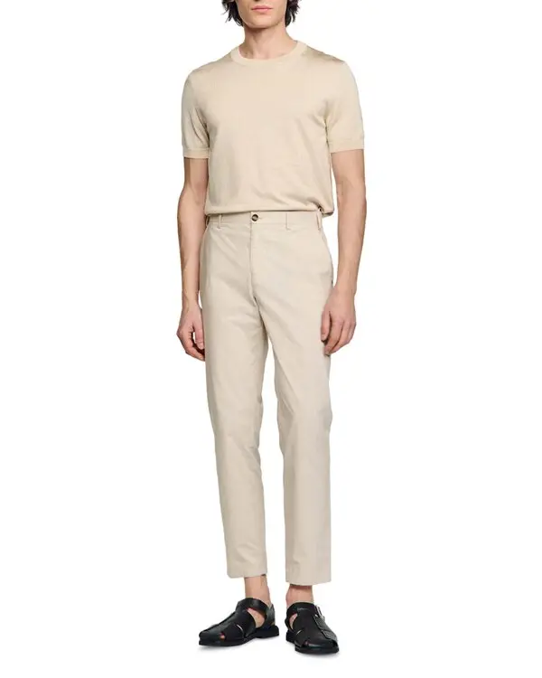 Sandro Talon Carrot Cut Cotton Pants - Light Grey