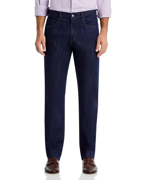 Canali Stretch Denim Straight Fit Jeans - Dark Blue