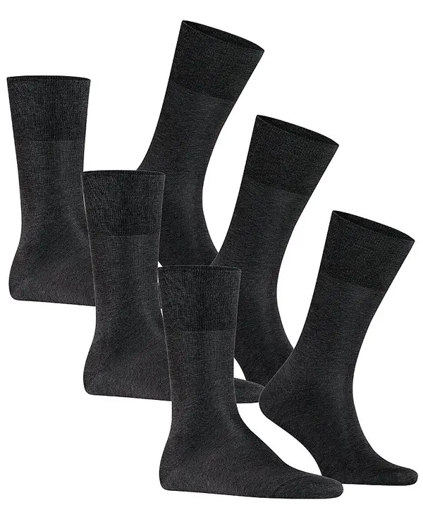 Falke Tiago Cotton Blend Crew Socks Pack Of 3 - Anthracite