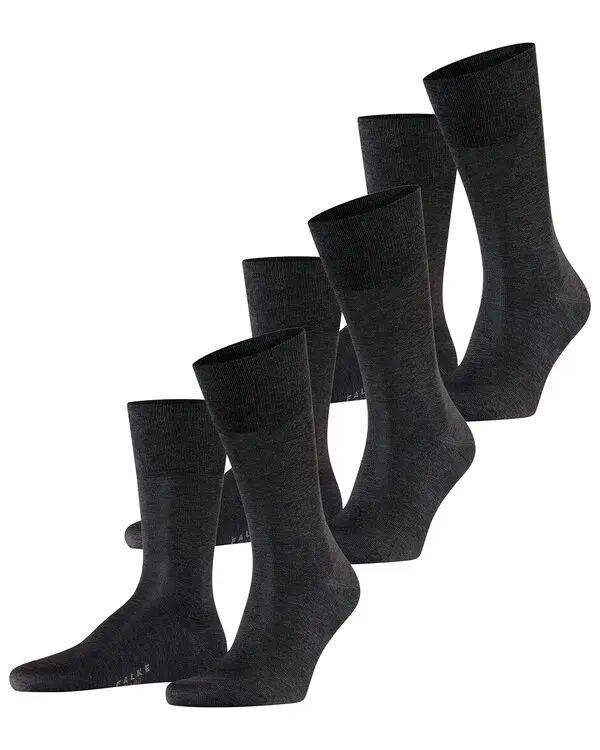 Falke Tiago Cotton Blend Crew Socks Pack Of 3 - Anthracite