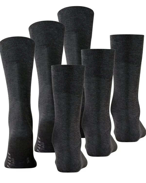 Falke Tiago Cotton Blend Crew Socks Pack Of 3 - Anthracite