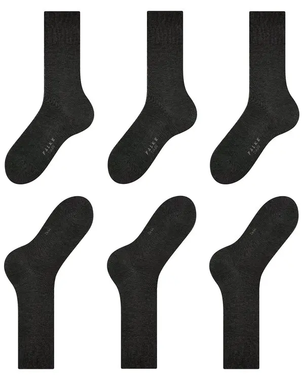Falke Tiago Cotton Blend Crew Socks Pack Of 3 - Anthracite