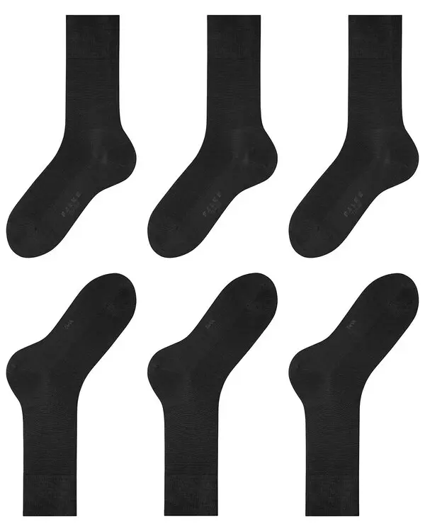Falke Tiago Cotton Blend Crew Socks Pack Of 3 - Black