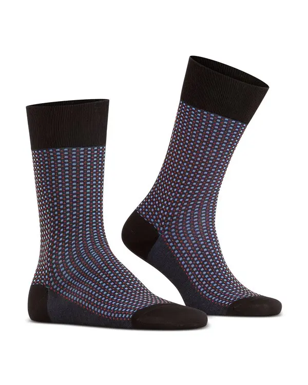 Falke Uptown Tie Grid Crew Socks - Black