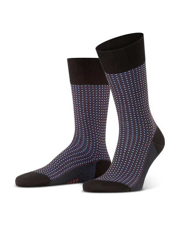 Falke Uptown Tie Grid Crew Socks - Black