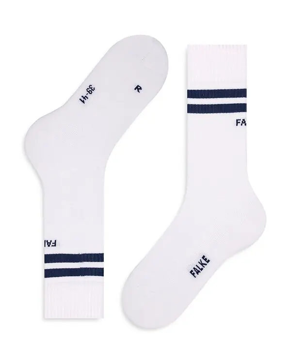Falke Dynamic Cotton Blend Double Stripe Crew Socks - White