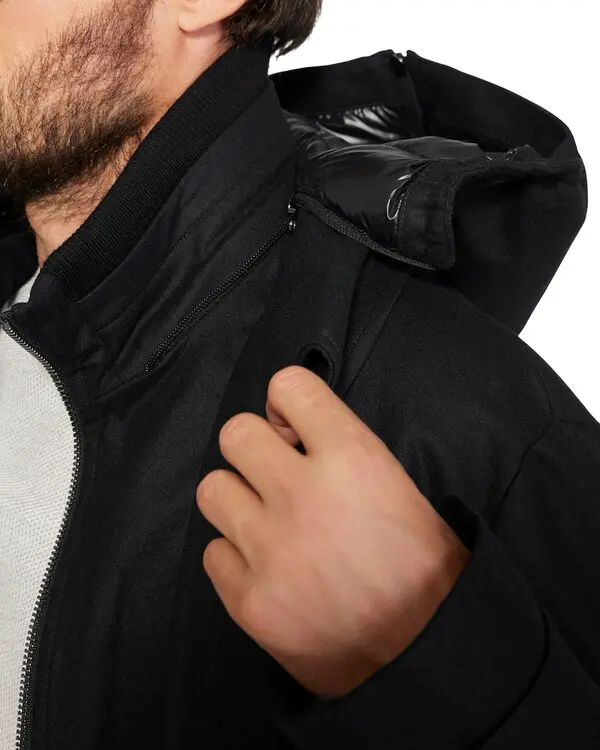 NORWEGIAN WOOL Down Filled Euro Coat With Removable Hood