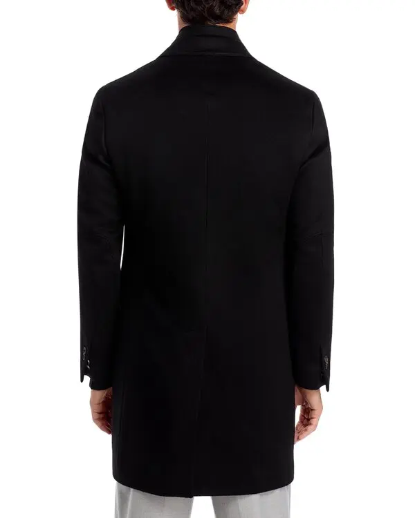 Corneliani Wool Topcoat With Microsuede Bib - Black