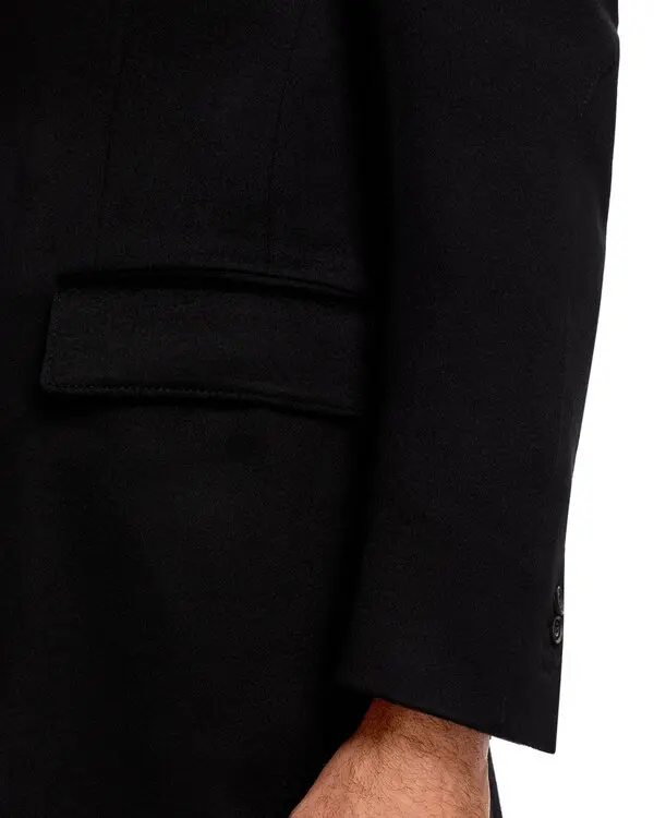 Corneliani Wool Topcoat With Microsuede Bib - Black