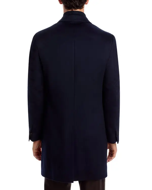 Corneliani Wool Topcoat With Microsuede Bib - Navy