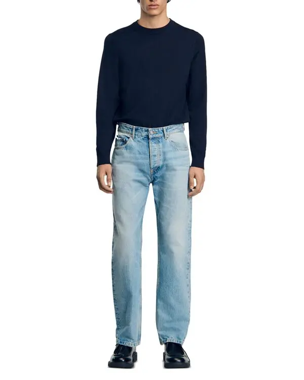 Sandro Stonewashed Straight Leg Jeans - Light Blue