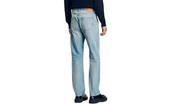 Sandro Stonewashed Straight Leg Jeans - Light Blue
