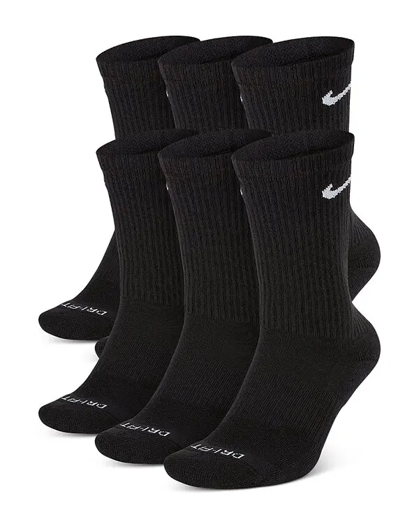 Nike Everyday Plus Cushioned Training Crew Socks, Pack Of 6 - Black/white