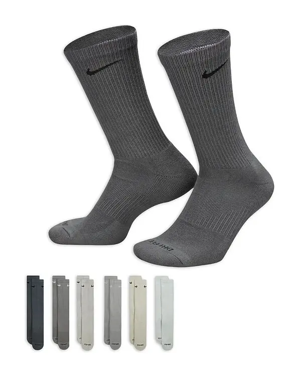 Nike Everyday Plus Cushioned Training Crew Socks, Pack Of 6 - Multi Grey