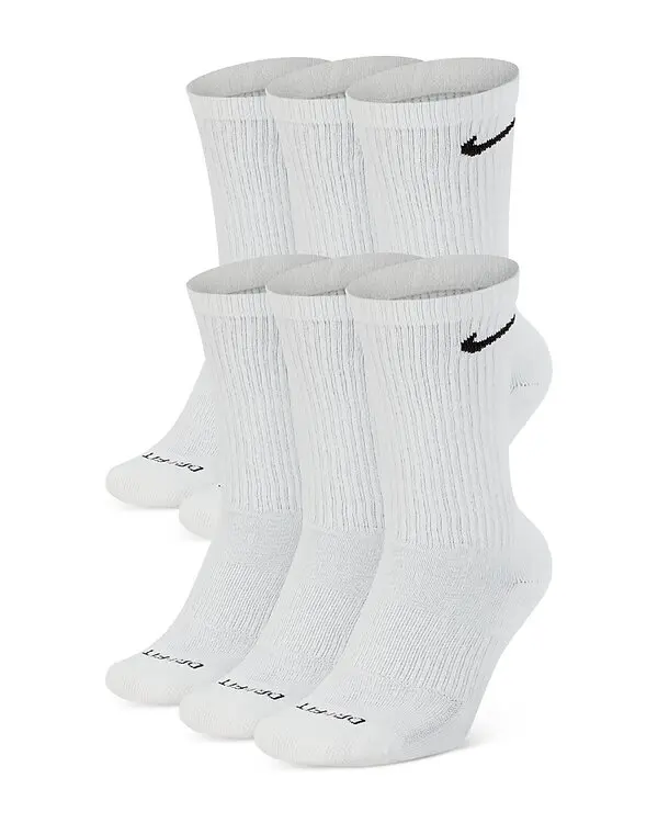 Nike Everyday Plus Cushioned Training Crew Socks, Pack Of 6 - White/black