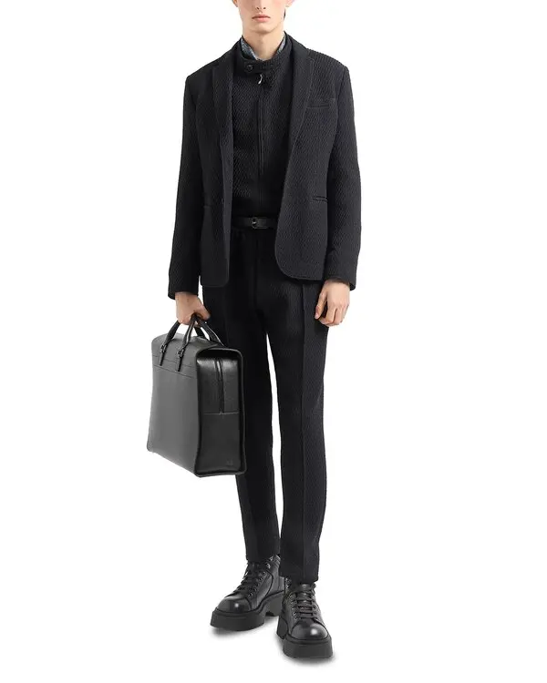 Emporio Armani 3d Effect Virgin Wool Trousers