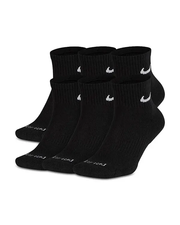 Nike Everyday Plus Cushioned Training Ankle Socks, Pack Of 6 - Black/white