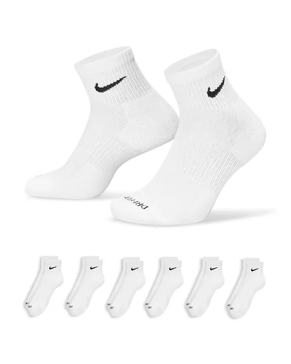Nike Everyday Plus Cushioned Training Ankle Socks, Pack Of 6 - White/black