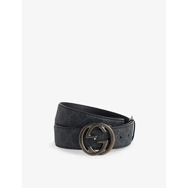 Gucci Logo-buckle Canvas Belt - Black/black