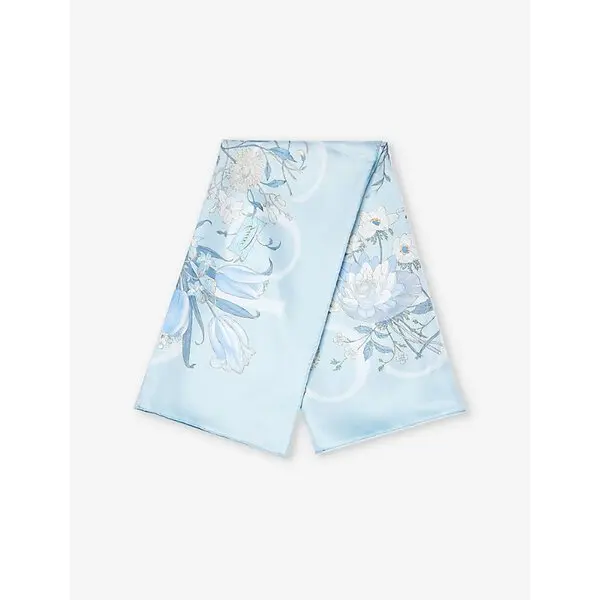 Gucci Printed Floral Silk Carré Scarf - Sky Blue/sky Blue