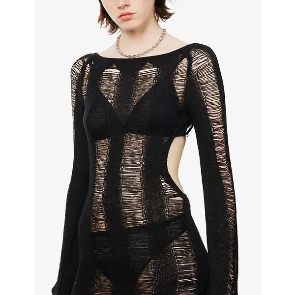 Jaded London Open-Back Knitted Mini Dress - Black | Editorialist