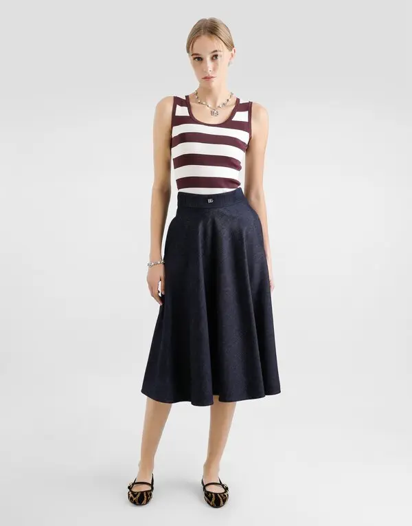 Dolce & Gabbana Denim Circle Skirt With Dg Logo