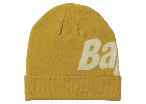 A BATHING APE Knit Spellout Cap - Yellow