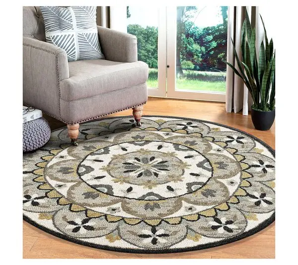 OX BAY TRADING CO. Ox Bay May Floral Medallion Wool Indoor 4' Roun D Rug - One-color