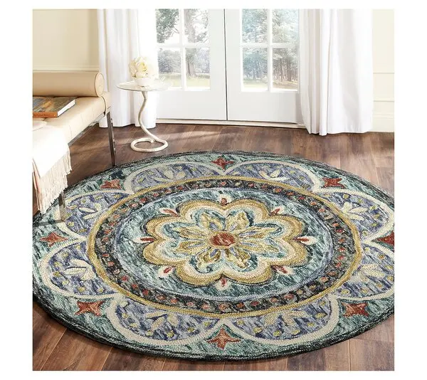 OX BAY TRADING CO. Ox Bay Vintage Floral Medallion Wool Indoor 4' Round Rug - One-color