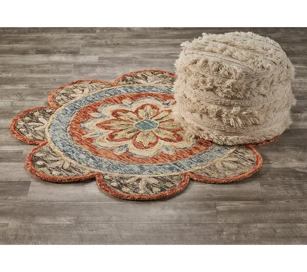OX BAY TRADING CO. Ox Bay Michelle Floral Medallion Wool Indoor 4' Round Rug - One-color