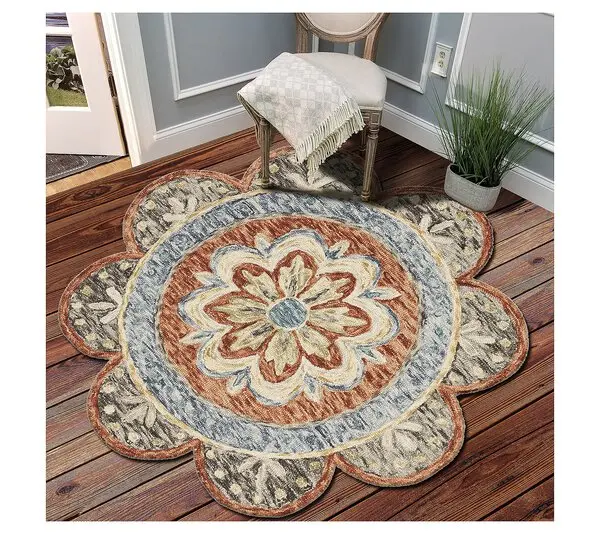 OX BAY TRADING CO. Ox Bay Michelle Floral Medallion Wool Indoor 6' Round Rug - One-color