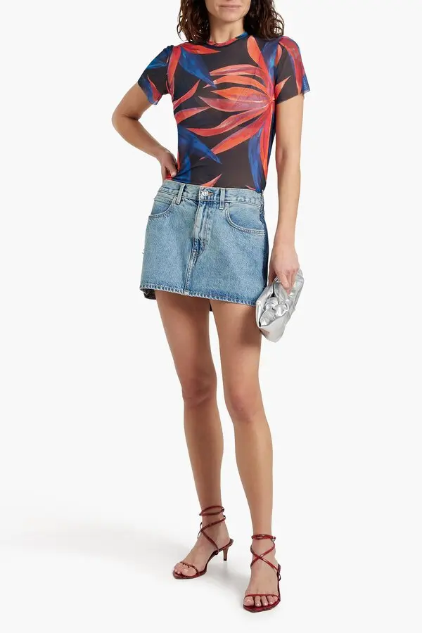 SLVRLAKE Rework Paneled Denim Mini Skirt