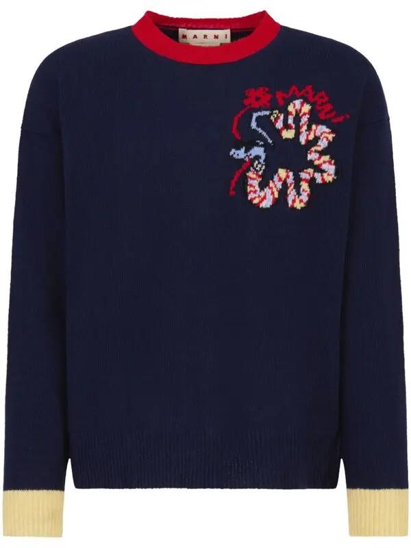 Marni Logo-embroidered Jumper - Blue