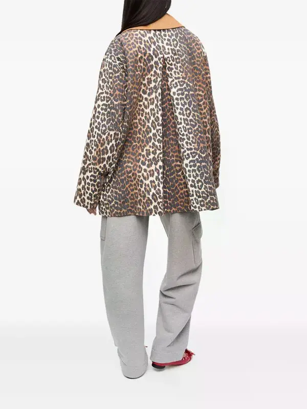 GANNI Leopard-print Bomber Jacket - Brown