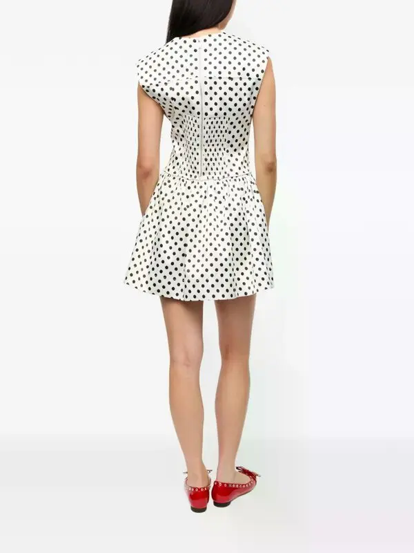 GANNI Polka Dot Mini Dress - White