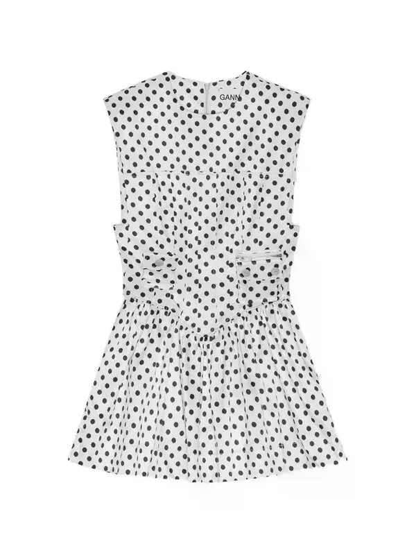 GANNI Polka Dot Mini Dress - White