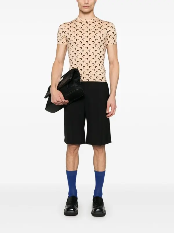 MARINE SERRE Allover Moon Print Crewneck Top - Neutrals